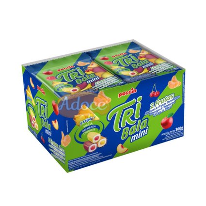 Bala Recheada Mastigável Tri Bala Mini 2 Frutas 12unX30g Peccin
