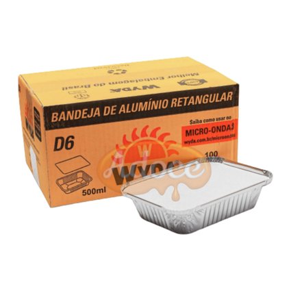 Bandeja de Alumínio Retangular D6 500ml - Caixa C/100un
